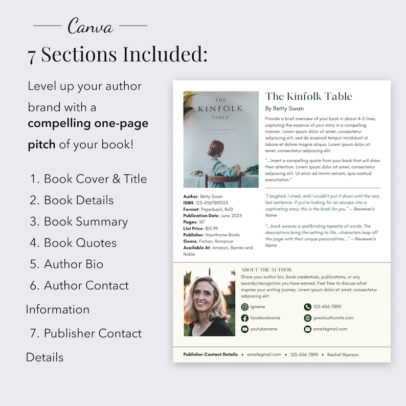 Writer and Author One-page Selling Sheet, Minimalist Light-themed Sell ...