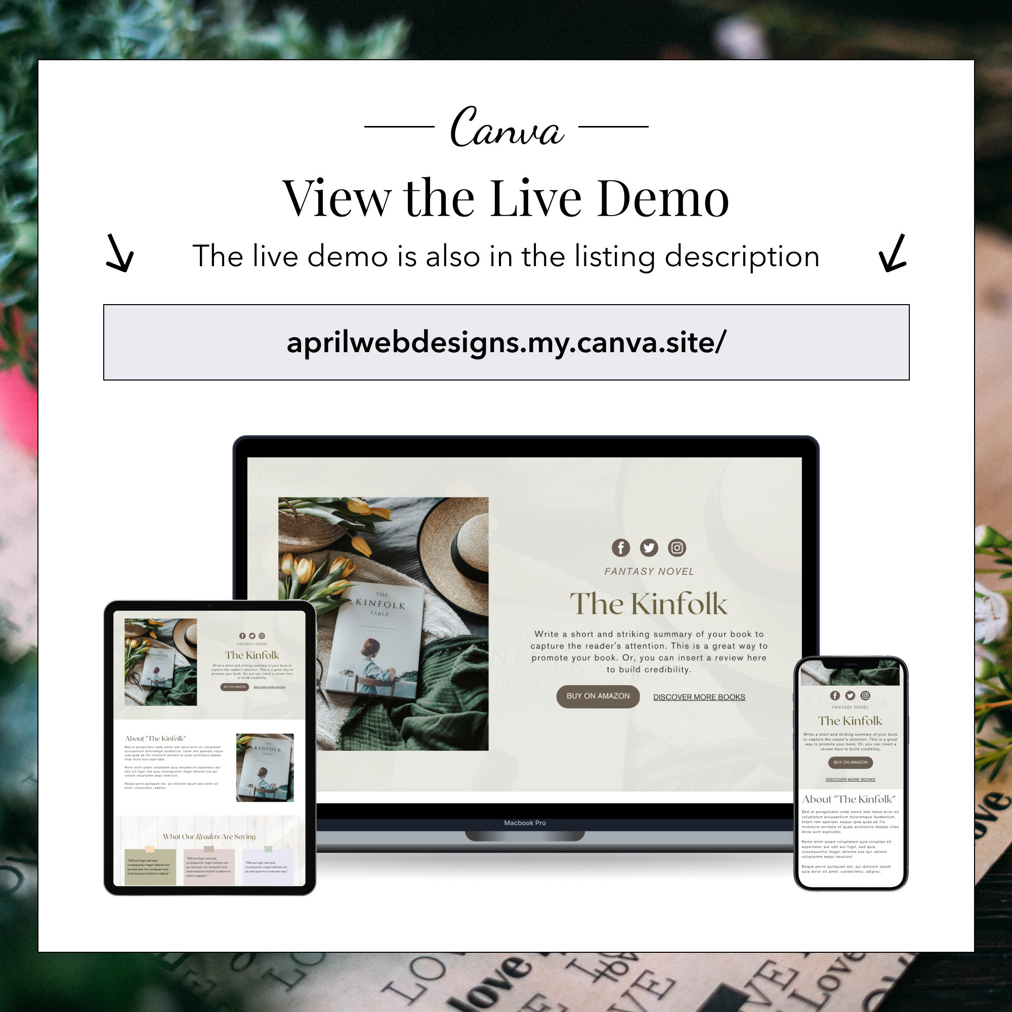 Author Website Template, Author Website Design, Writer Website Template, Canva Website Template ...