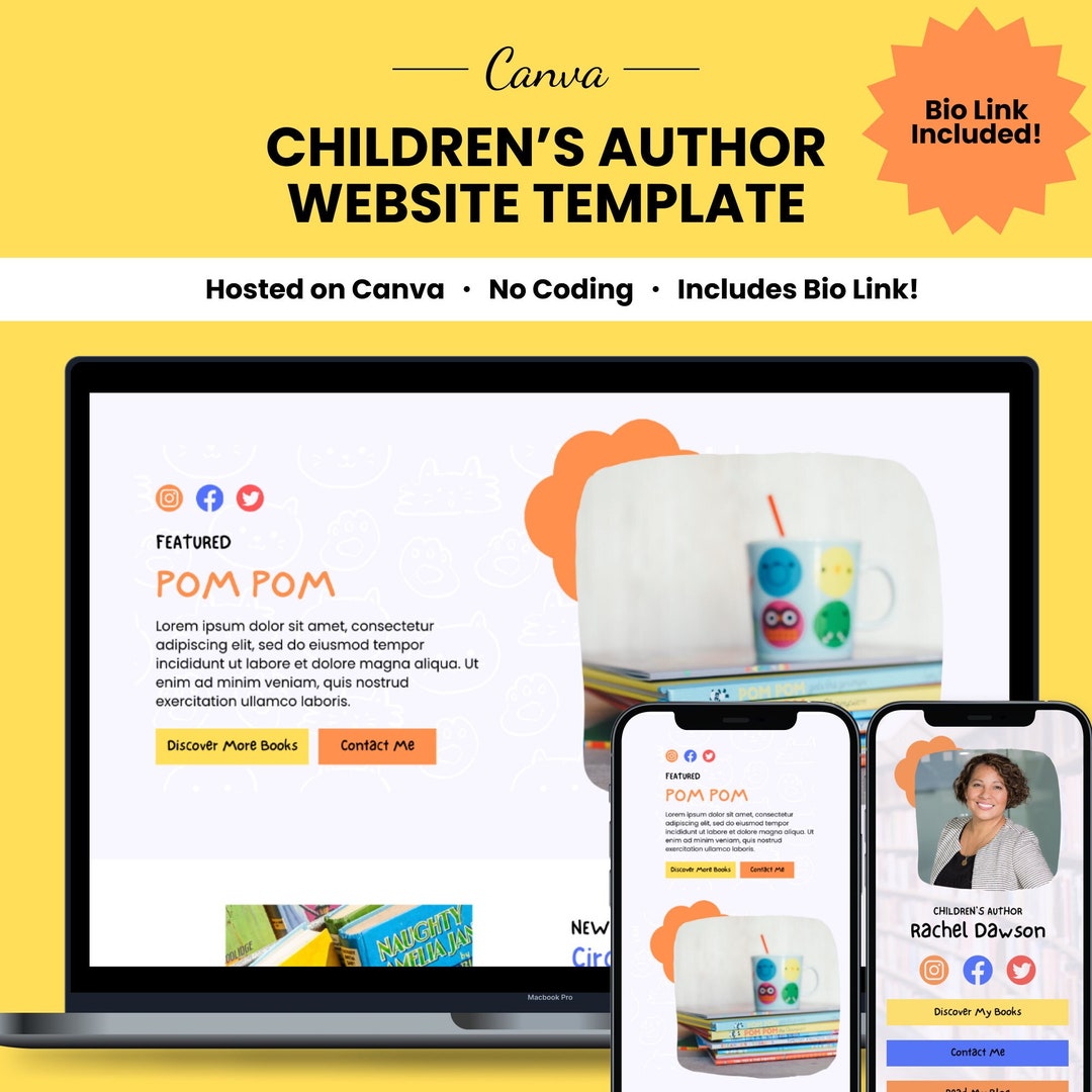 Author Website Template, Author Website Design, Writer Website Template ...