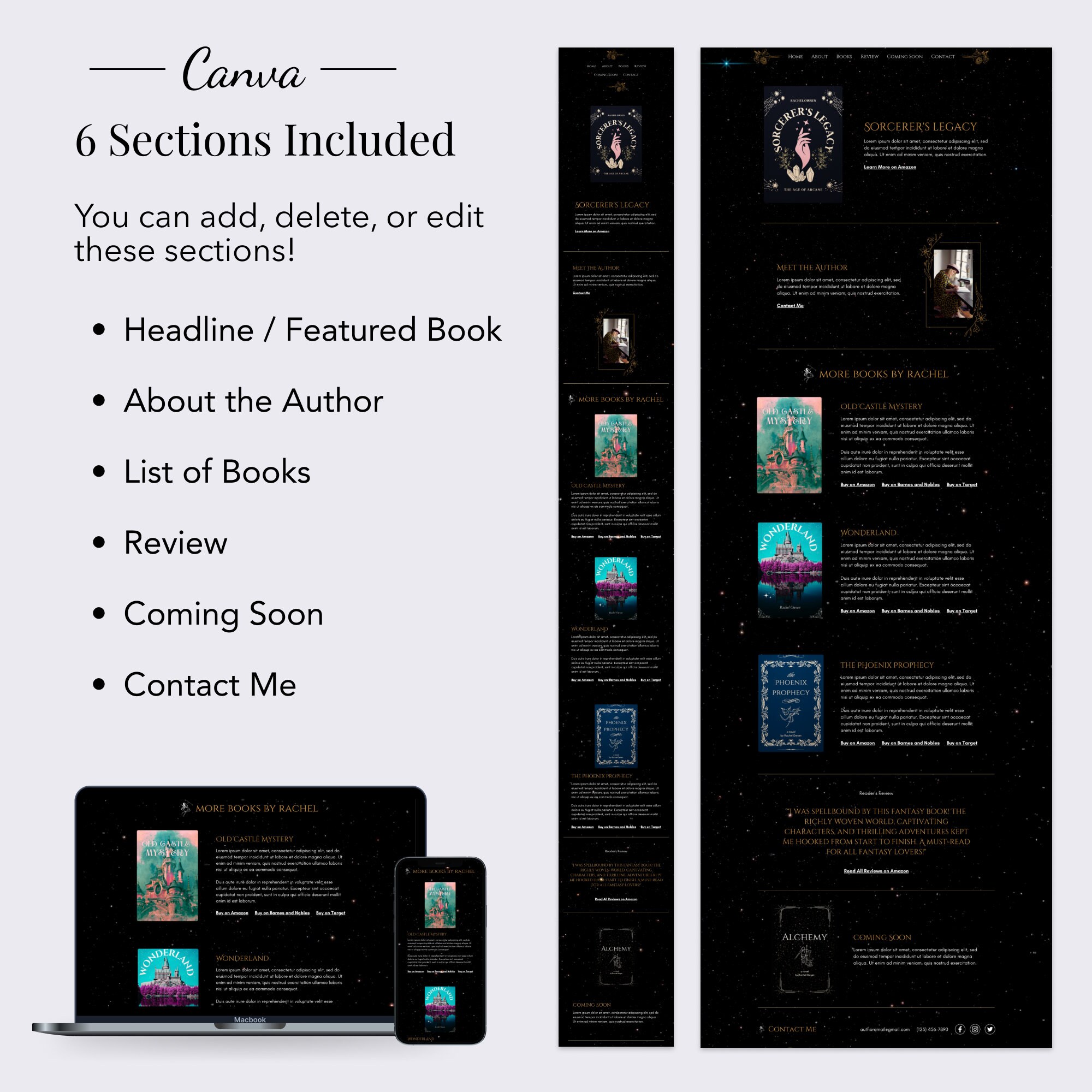 Author Website Template, Author Website Design, Writer Website Template, Canva Website Template ...