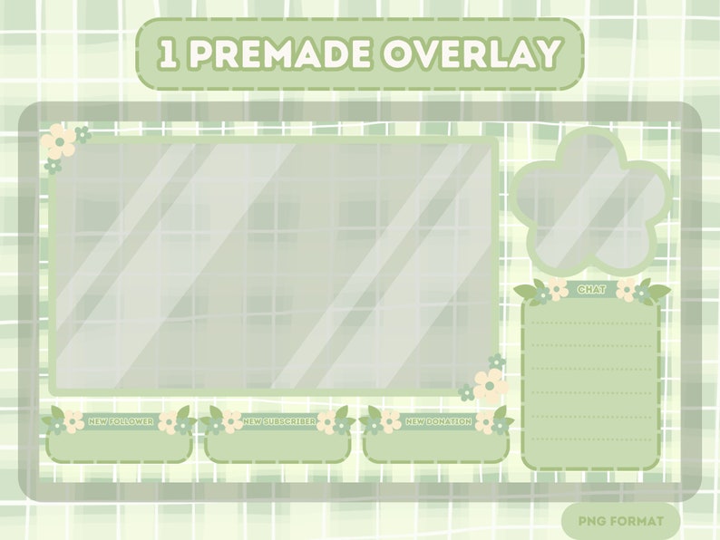 Stream Overlay Bundle for Twitch, Cute Sage Flower Theme Overlay, Soft ...