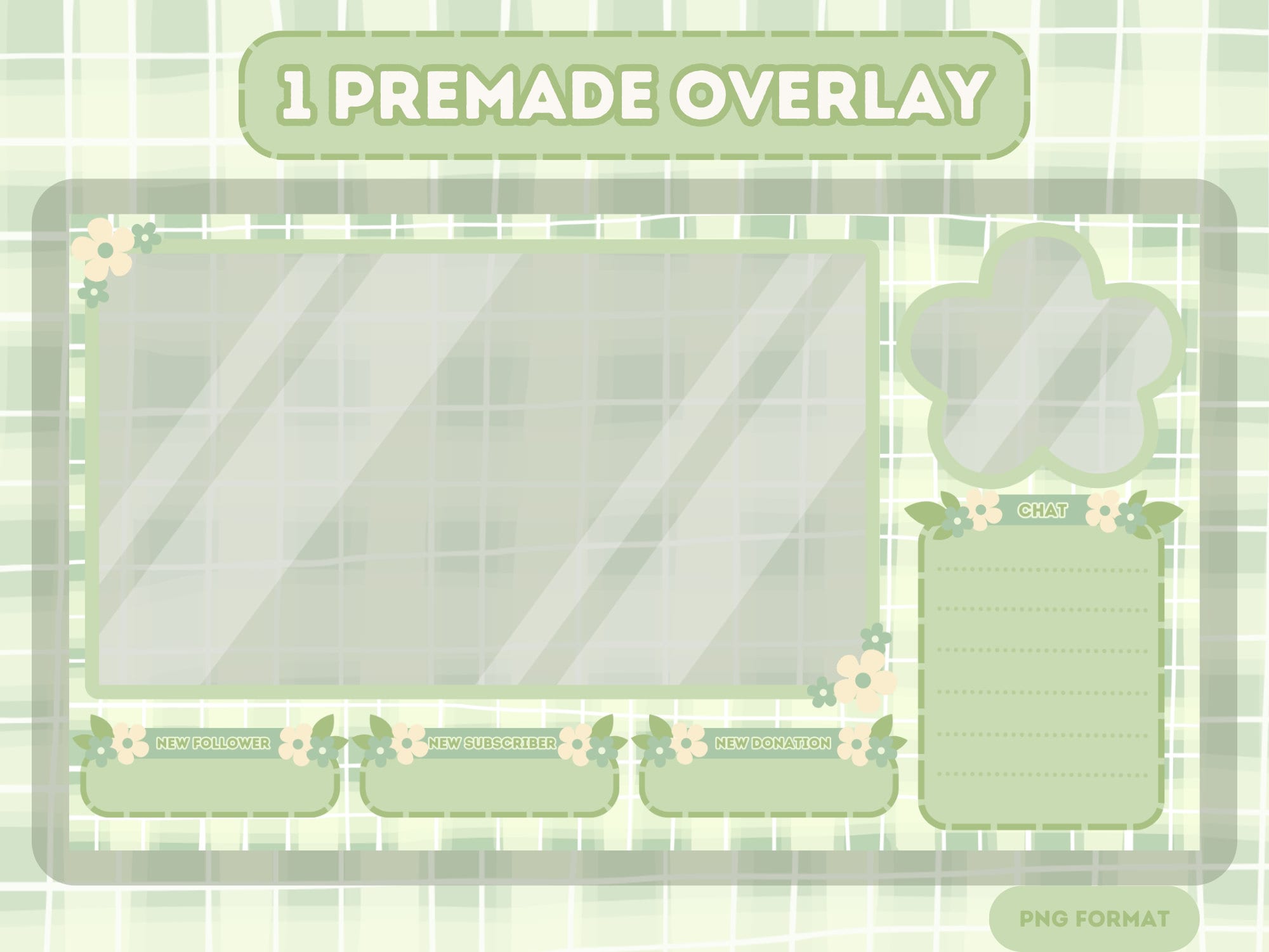 Stream Overlay Bundle for Twitch, Cute Sage Flower Theme Overlay, Soft ...