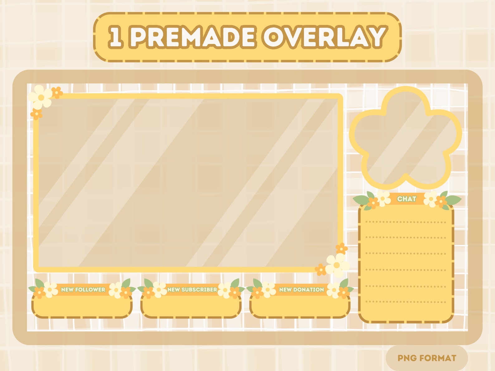 Stream Overlay Bundle for Twitch, Cute Yellow Flower Theme Overlay ...