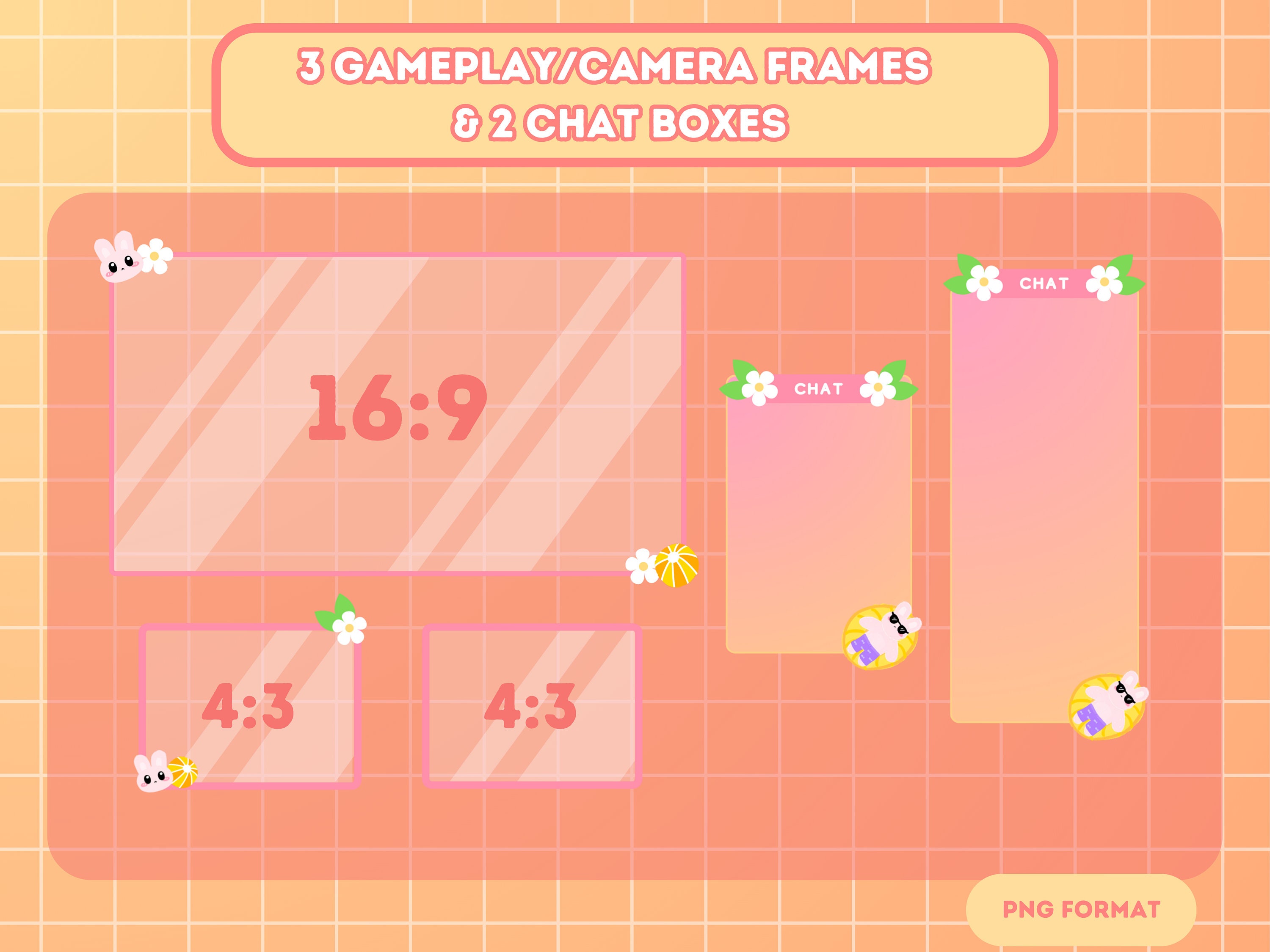 Animated Stream Overlay Package for Twitch, Cute Summer Theme Overlay ...