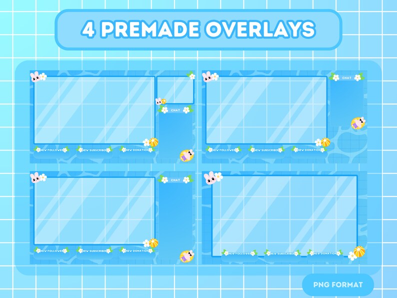 Animated Stream Overlay Package for Twitch, Cute Summer Theme Overlay ...
