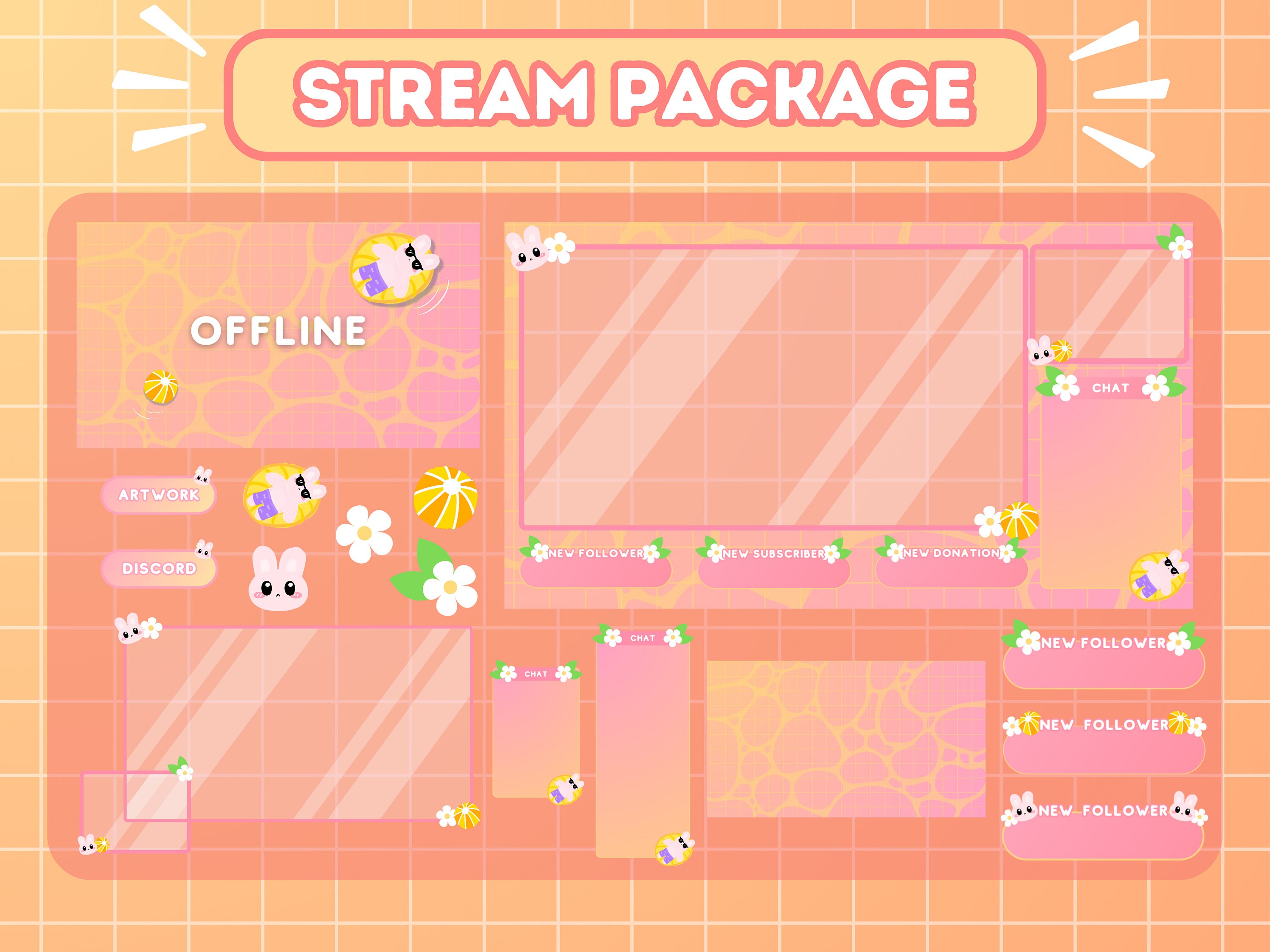 Animated Stream Overlay Package for Twitch, Cute Summer Theme Overlay ...