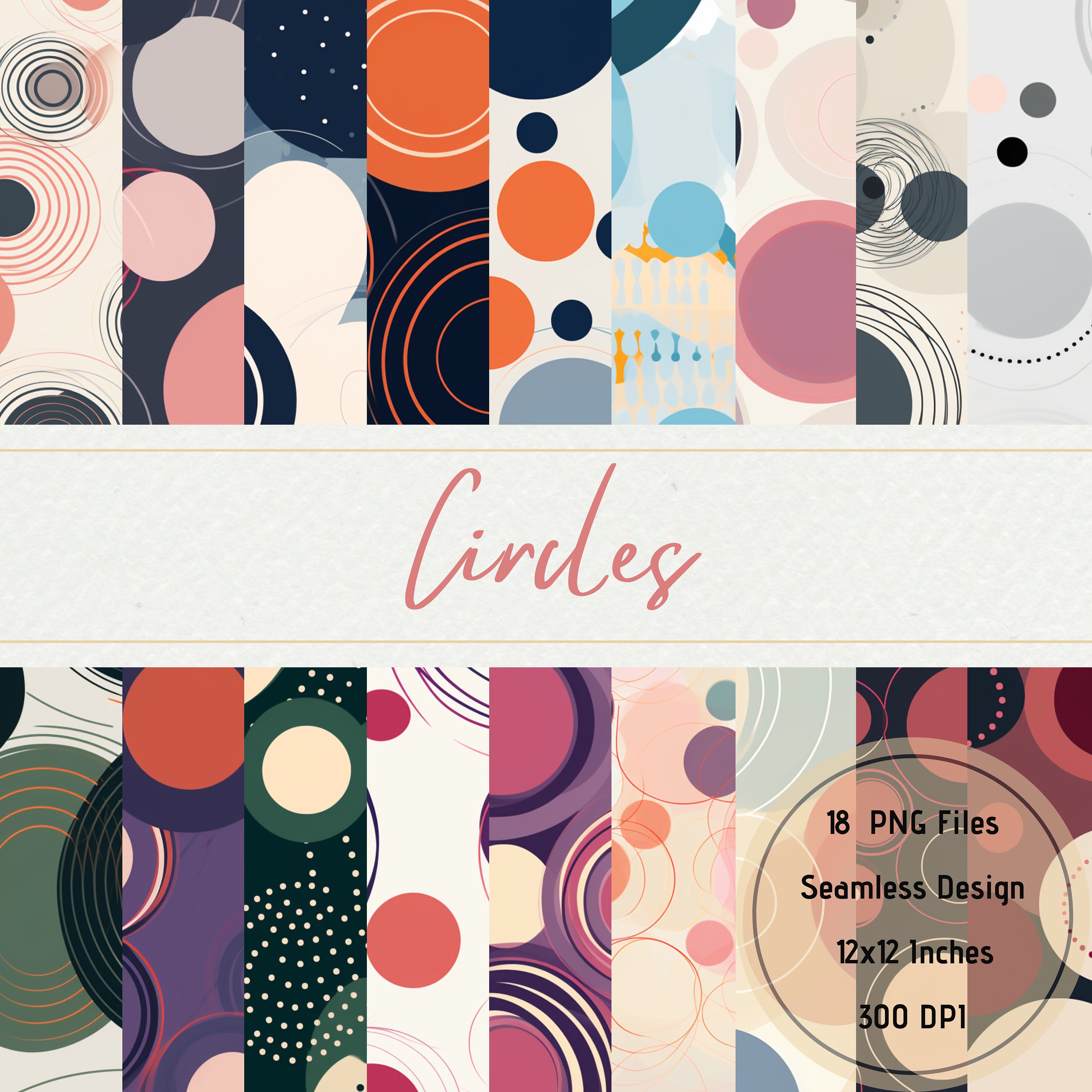 18 Seamless Circle Patterns | Circles | Digital Download | 18 Pattern ...