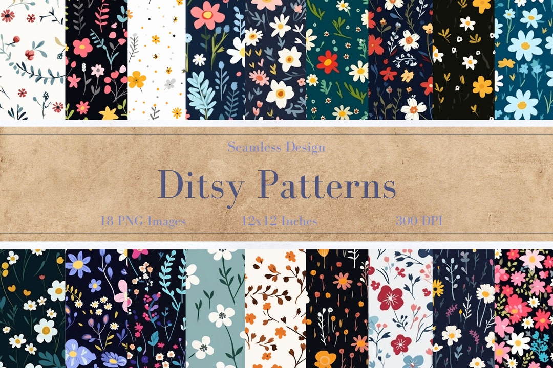 18 Seamless Ditsy Patterns | Ditsy Patterns | Digital Download | 18 ...