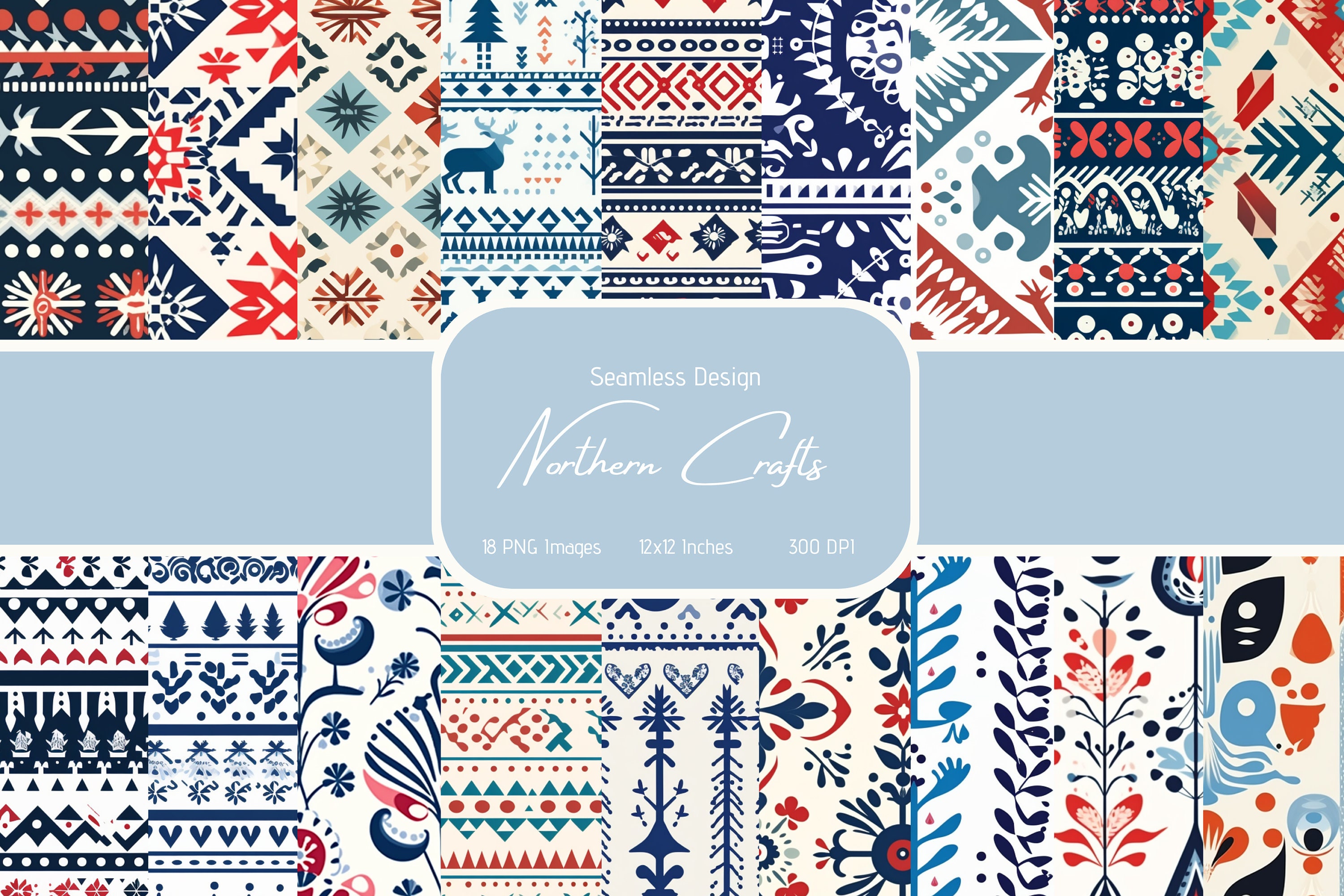 18 Seamless Nordic Inspired Patterns | Northern Crafts | Digital ...