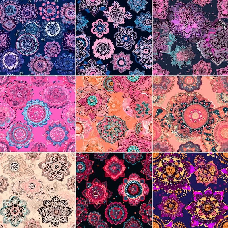18 Seamless Rangoli Inspired Patterns | Rangoli | Digital Download | 18 ...