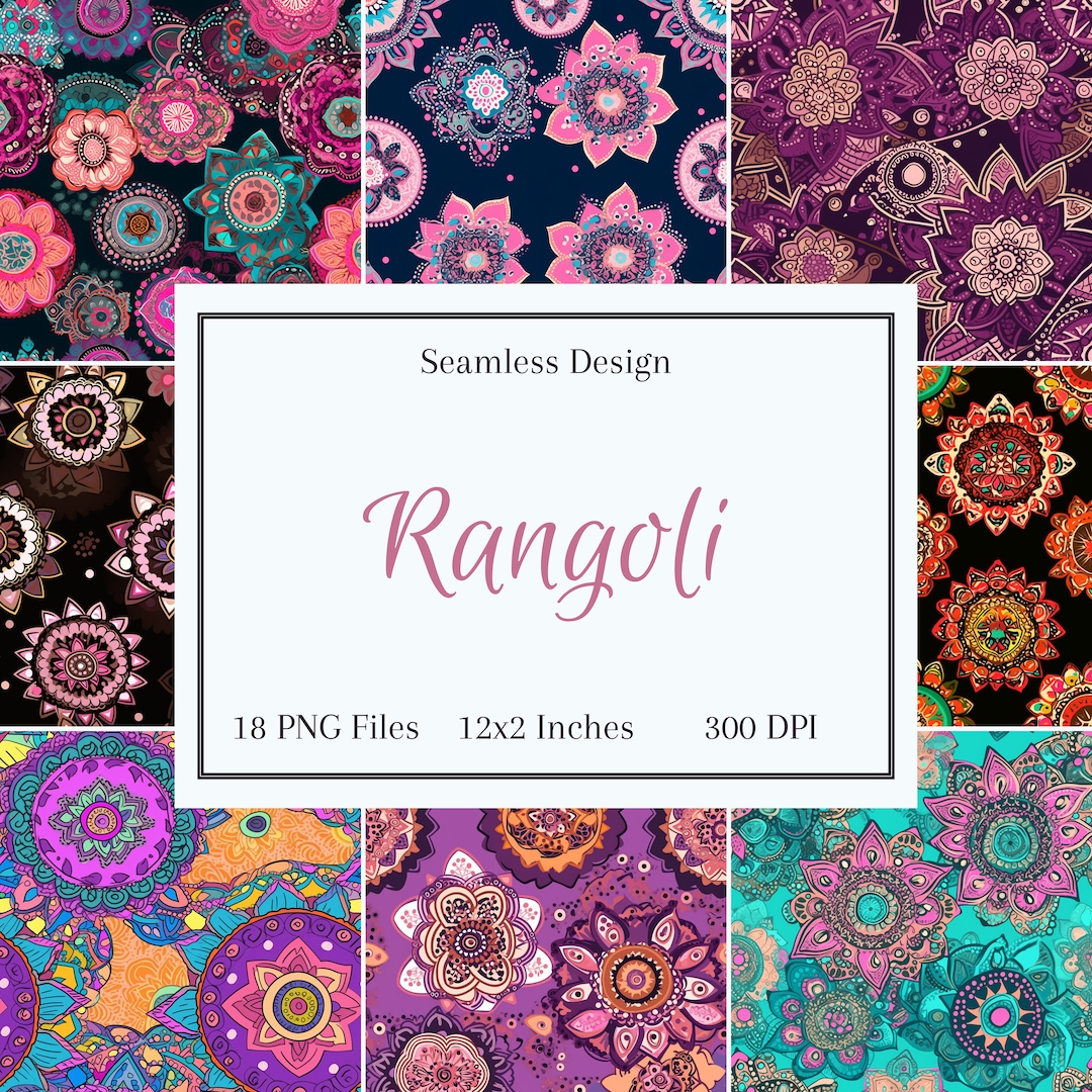 18 Seamless Rangoli Inspired Patterns | Rangoli | Digital Download | 18 ...