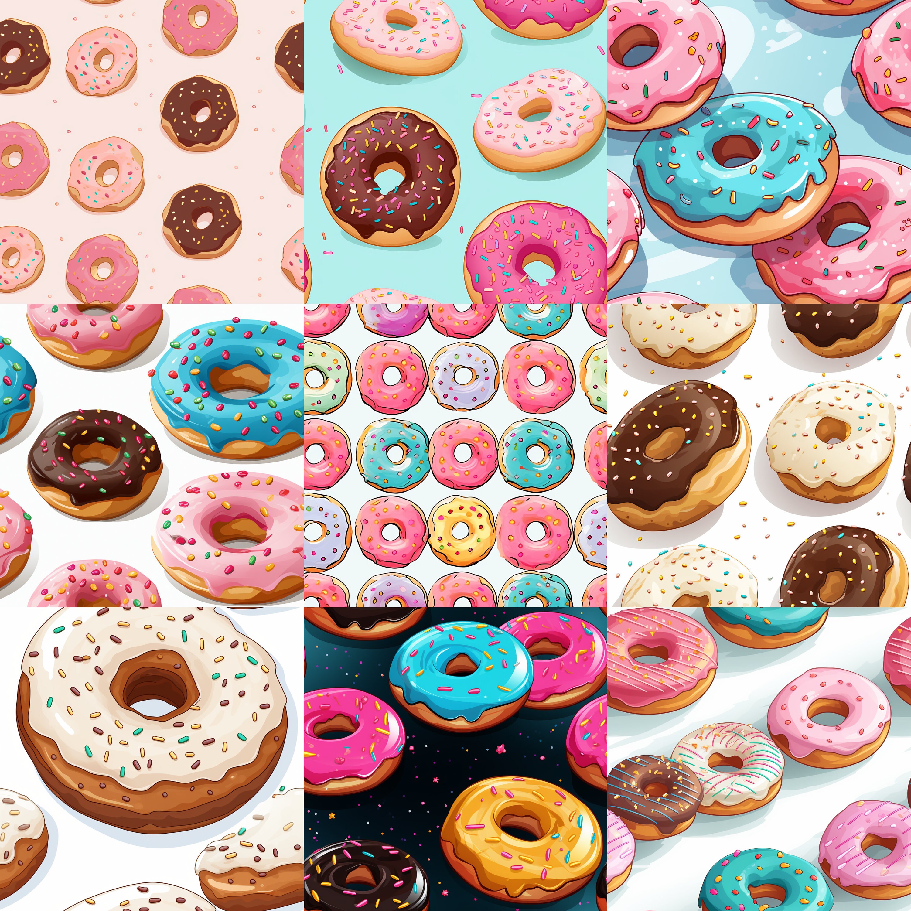 18 Seamless Donut Patterns | Donuts | Digital Download | 18 Pattern ...