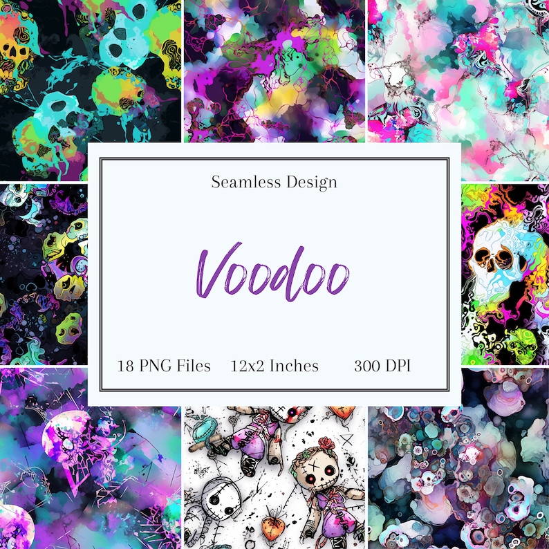 18 Seamless Voodoo Patterns | Voodoo | Digital Download | 18 Pattern ...