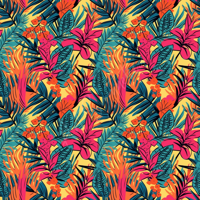 18 Seamless Tropical Theme Patterns | Tropical | Digital Download | 18 ...