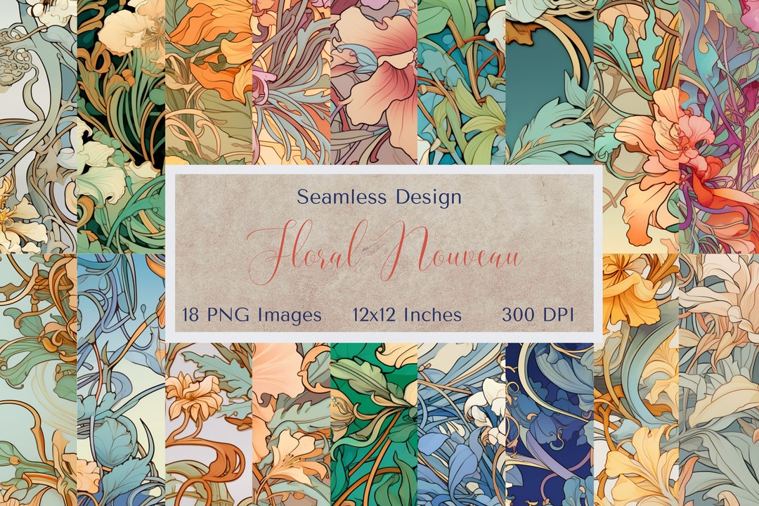 18 Seamless Floral Art Nouveau Inspired Patterns | Floral Nouveau ...