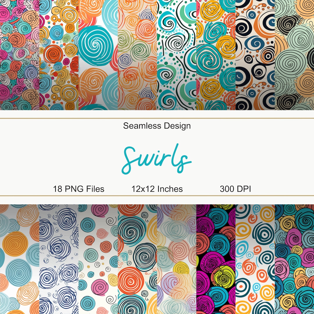 18 Seamless Spiral Patterns | Swirls | Digital Download | 18 Pattern ...