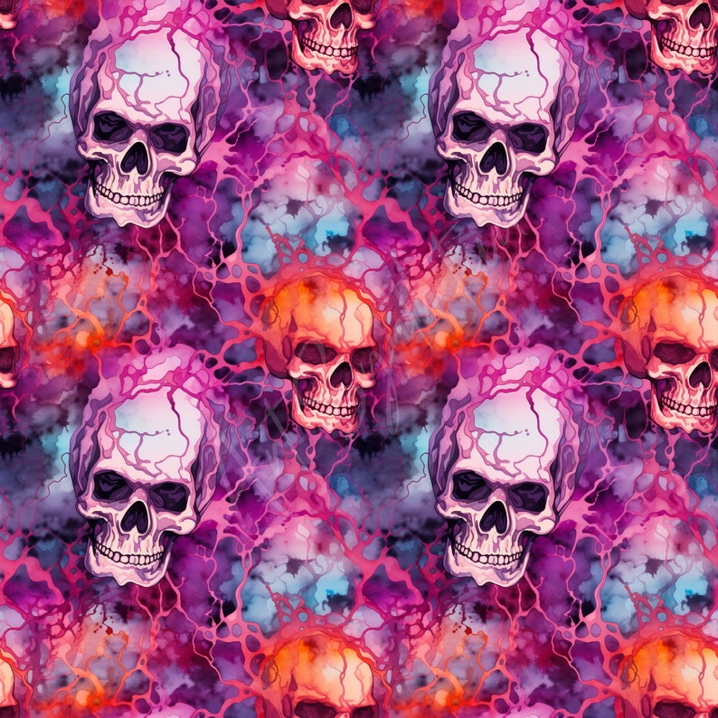 18 Seamless Skull Theme Patterns | Skulls | Digital Download | 18 ...