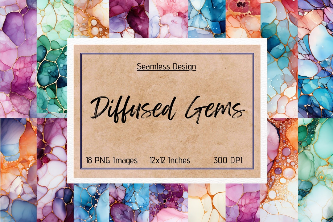 18 Seamless Gemstone Patterns | Diffused Gems | Digital Download | 18 ...