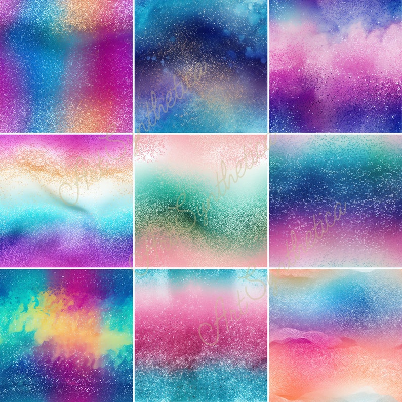 18 Seamless Ombre Patterns | Glitter | Digital Download | 18 Pattern ...