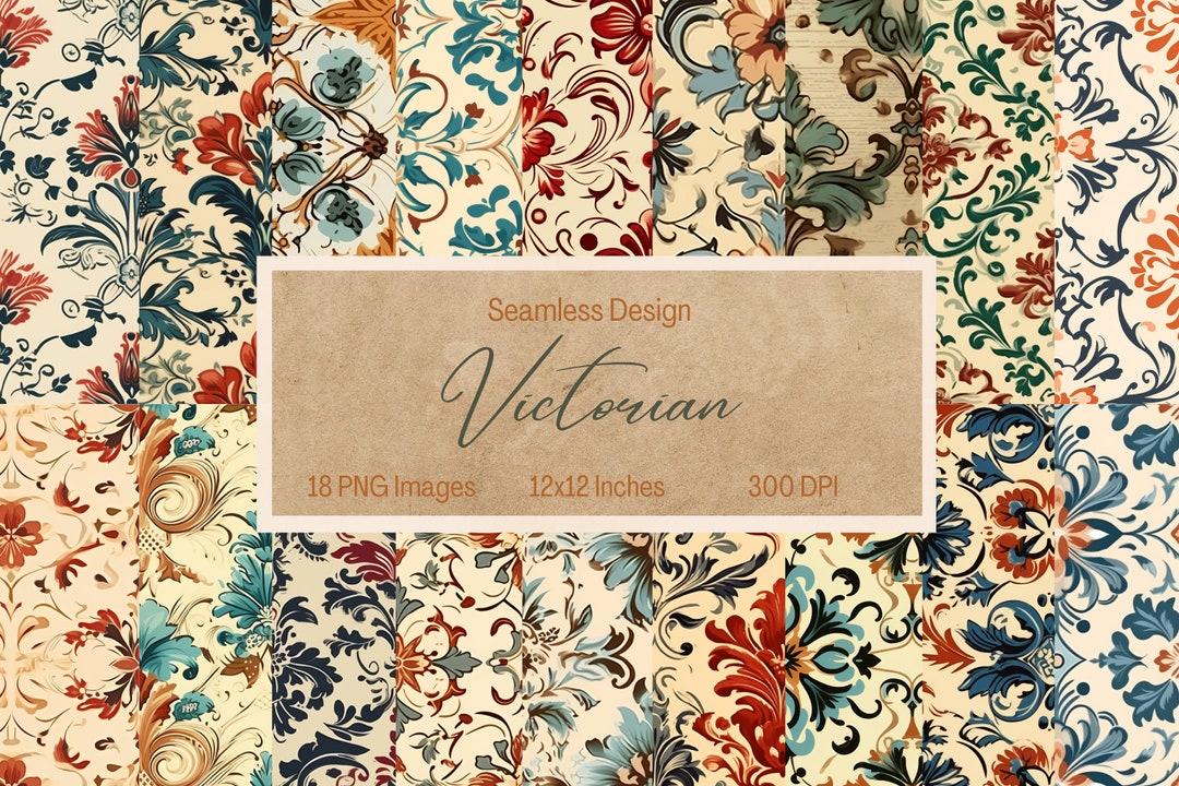 18 Seamless Victorian Inspired Patterns | Victorian | Digital Download ...
