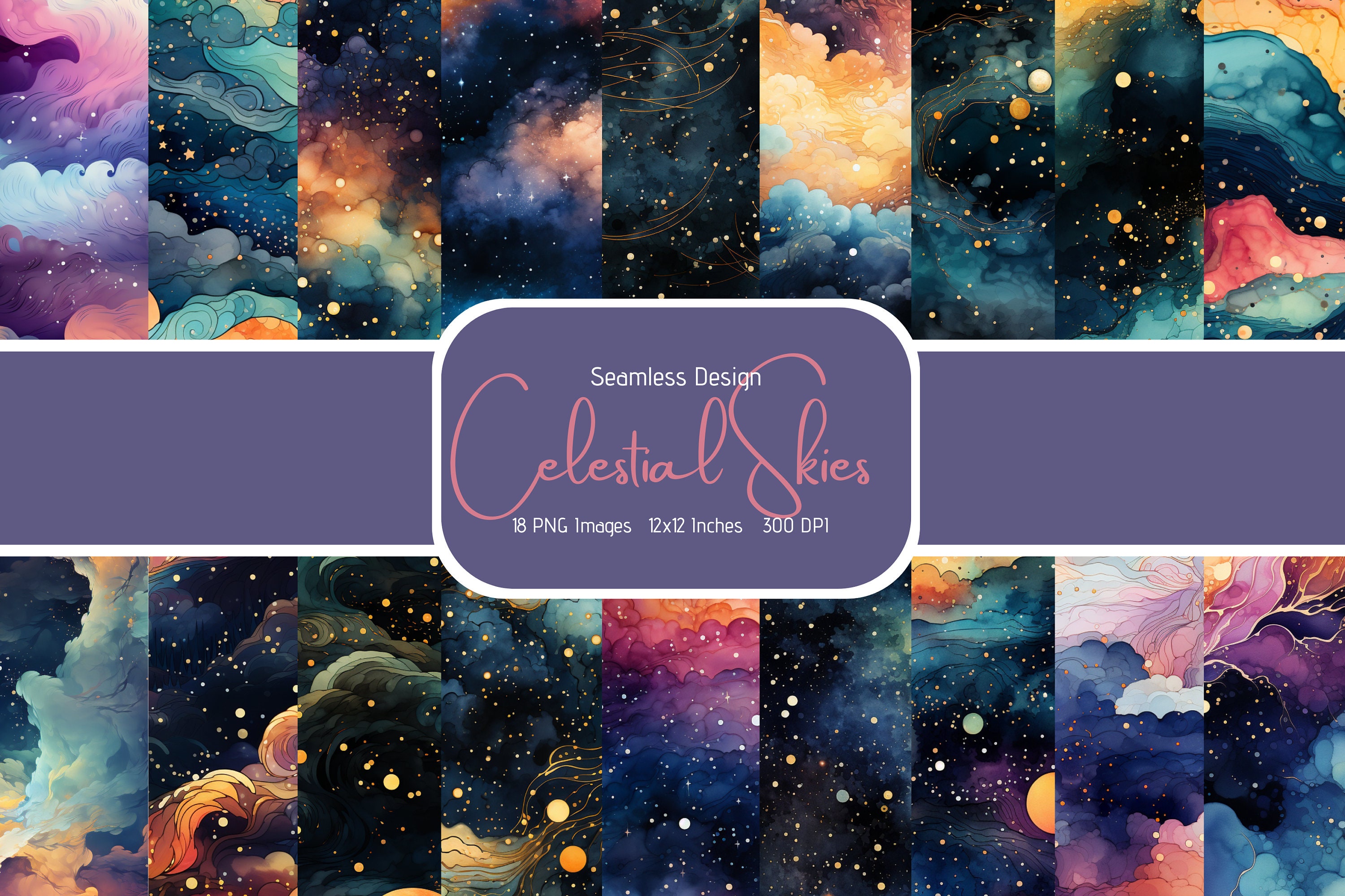 18 Seamless Celestial Theme Patterns | Celestial Skies | Digital ...