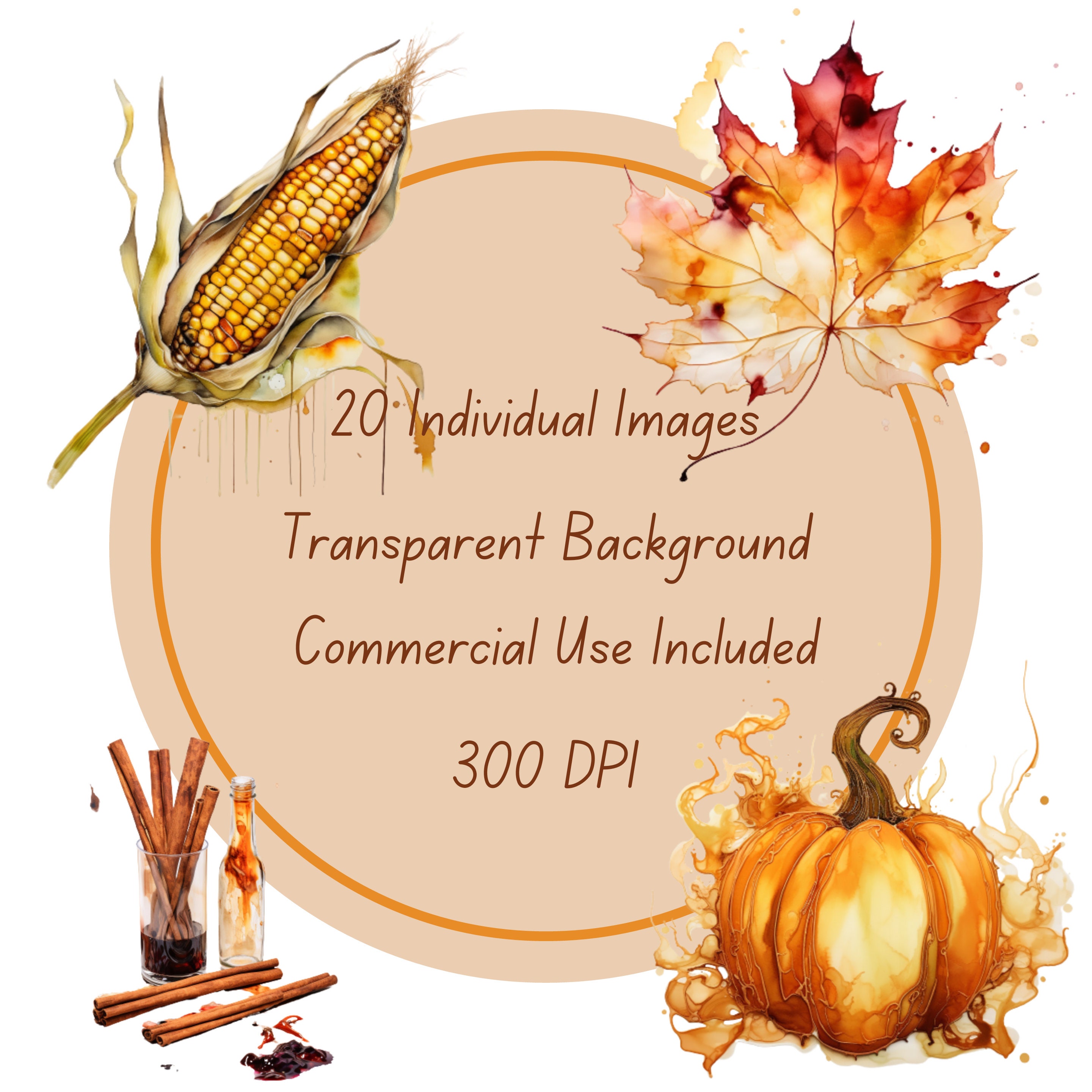 Autumn Clipart 20 Individual PNG Files Commercial Use - Etsy