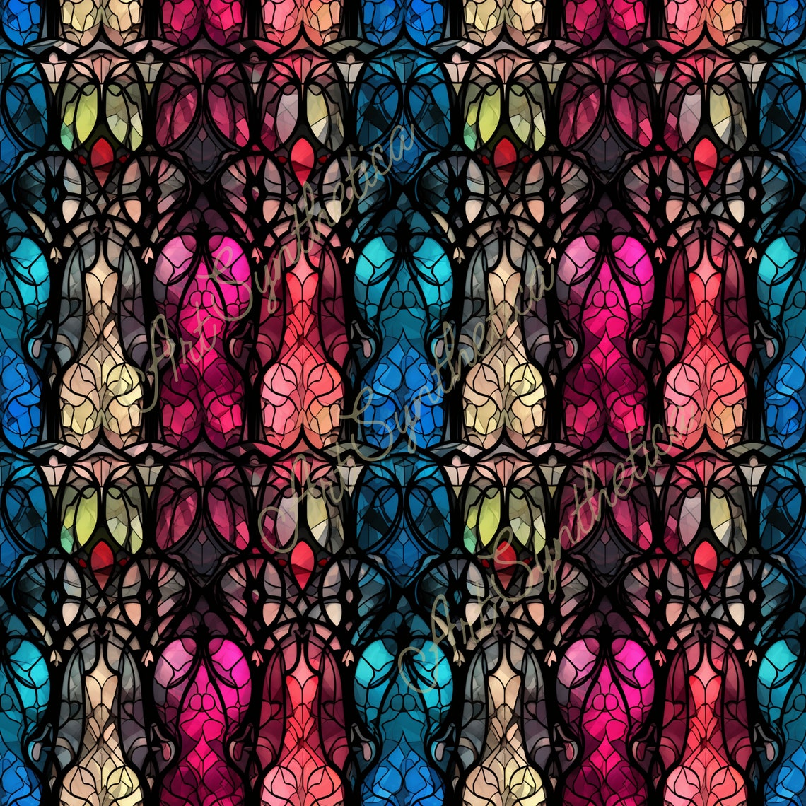 18 Seamless Gothic Stained Glass Patterns | Windows | Digital Download ...