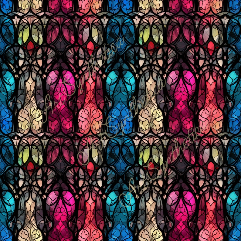 18 Seamless Gothic Stained Glass Patterns | Windows | Digital Download ...