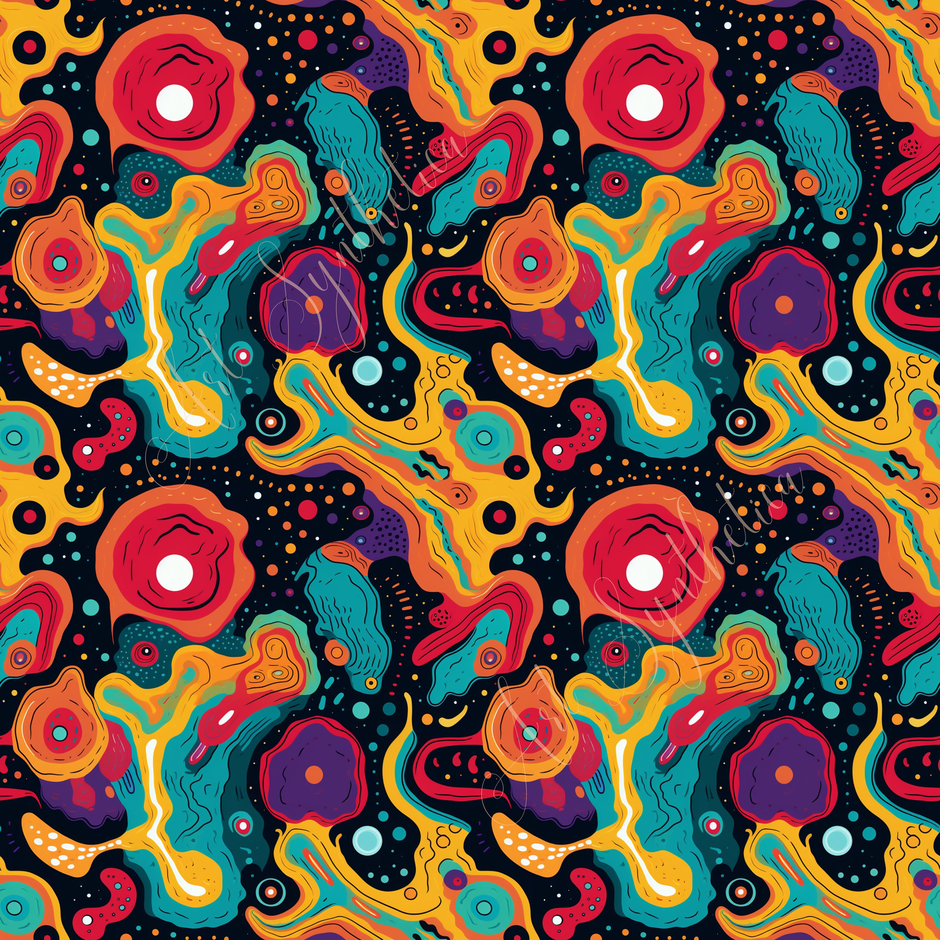 18 Seamless Abstract Patterns | Amoeba Art | Digital Download | 18 ...