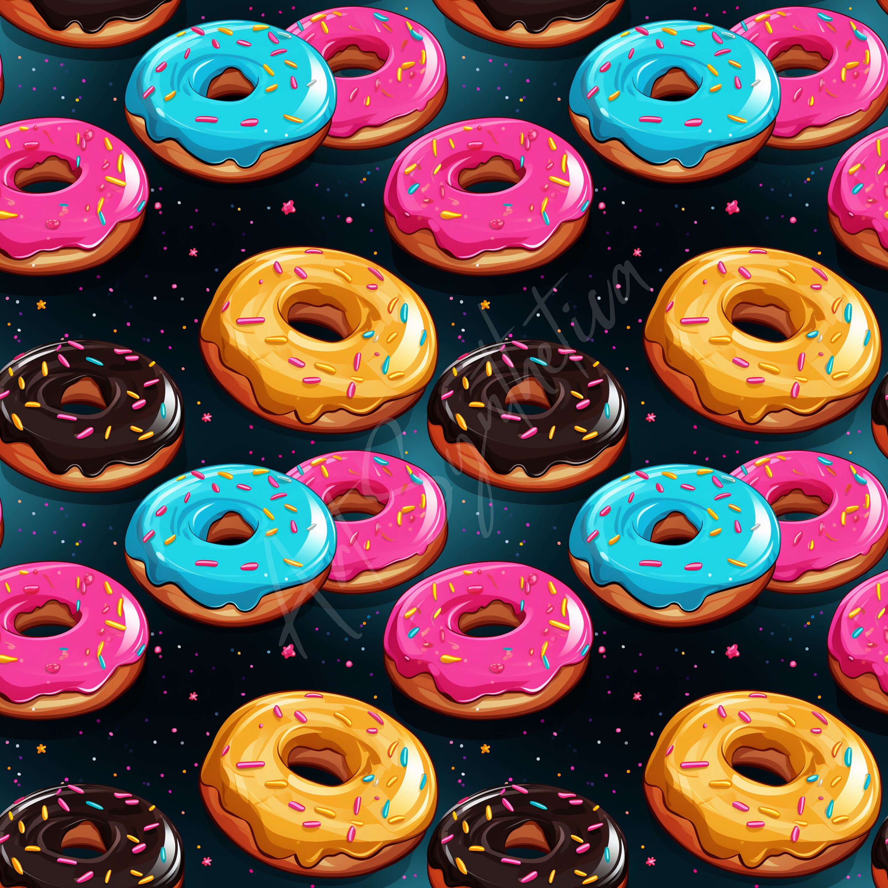 18 Seamless Donut Patterns | Donuts | Digital Download | 18 Pattern ...