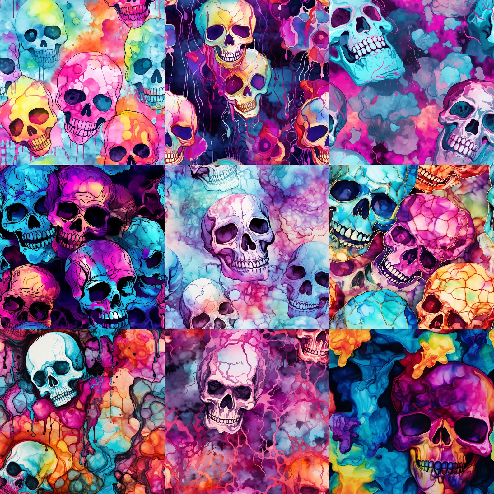 18 Seamless Skull Theme Patterns | Skulls | Digital Download | 18 ...