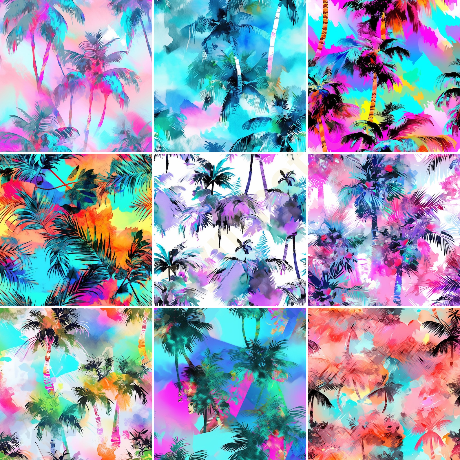 18 Seamless Abstract Palm Tree Patterns | Palm Trees | Digital Download ...