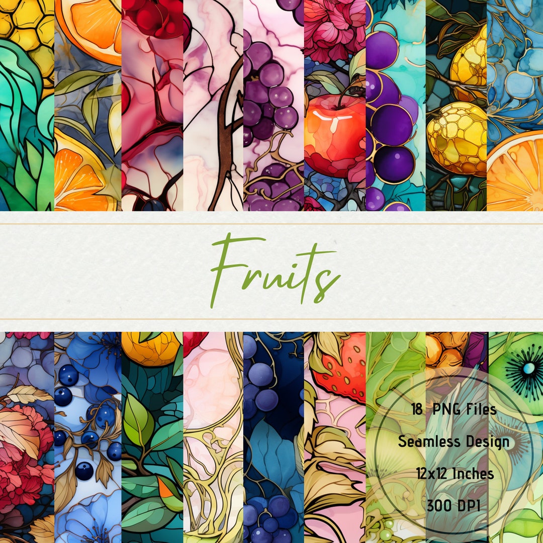 18 Seamless Fruit Patterns | Fruits | Digital Download | 18 Pattern ...