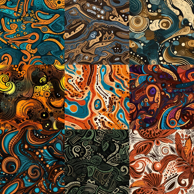 18 Seamless Clay Abstract Theme Patterns | Clay Abstract | Digital ...
