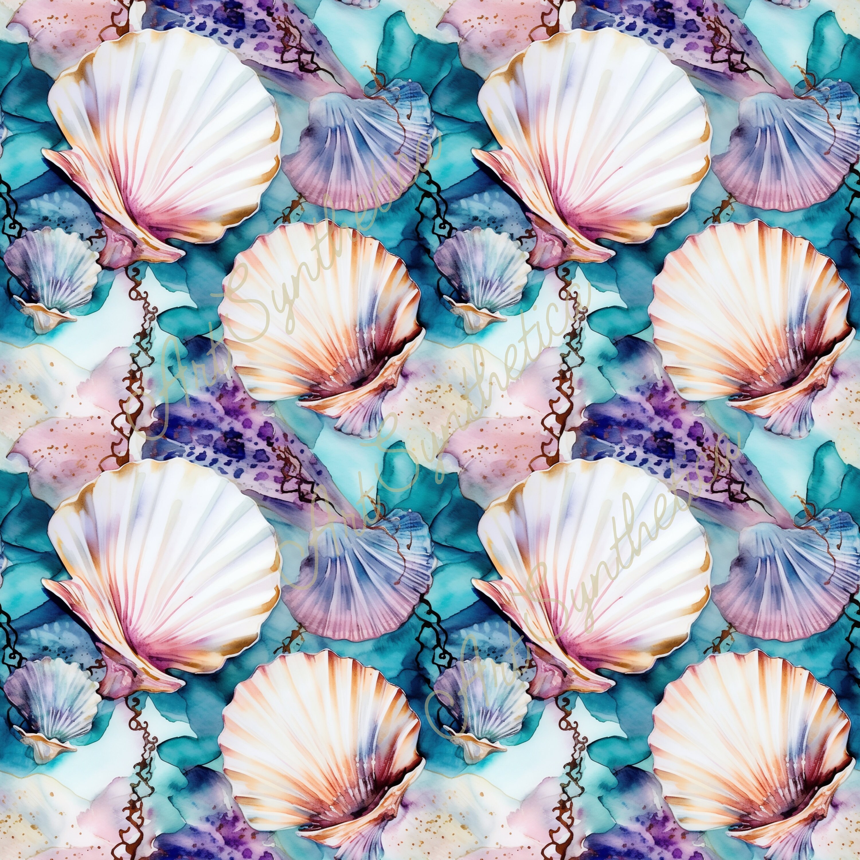 18 Seamless Seashell Patterns Seashells Digital Download 18 Pattern ...