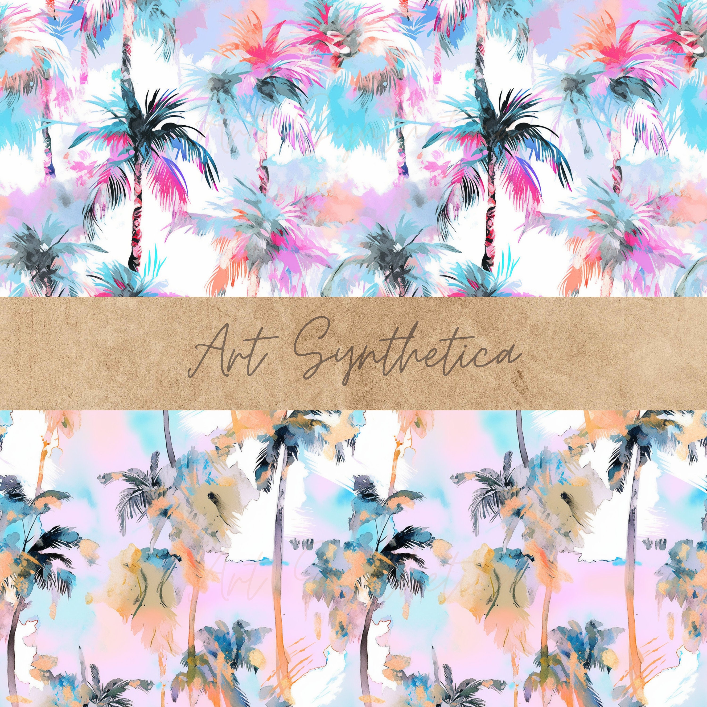 18 Seamless Abstract Palm Tree Patterns | Palm Trees | Digital Download ...