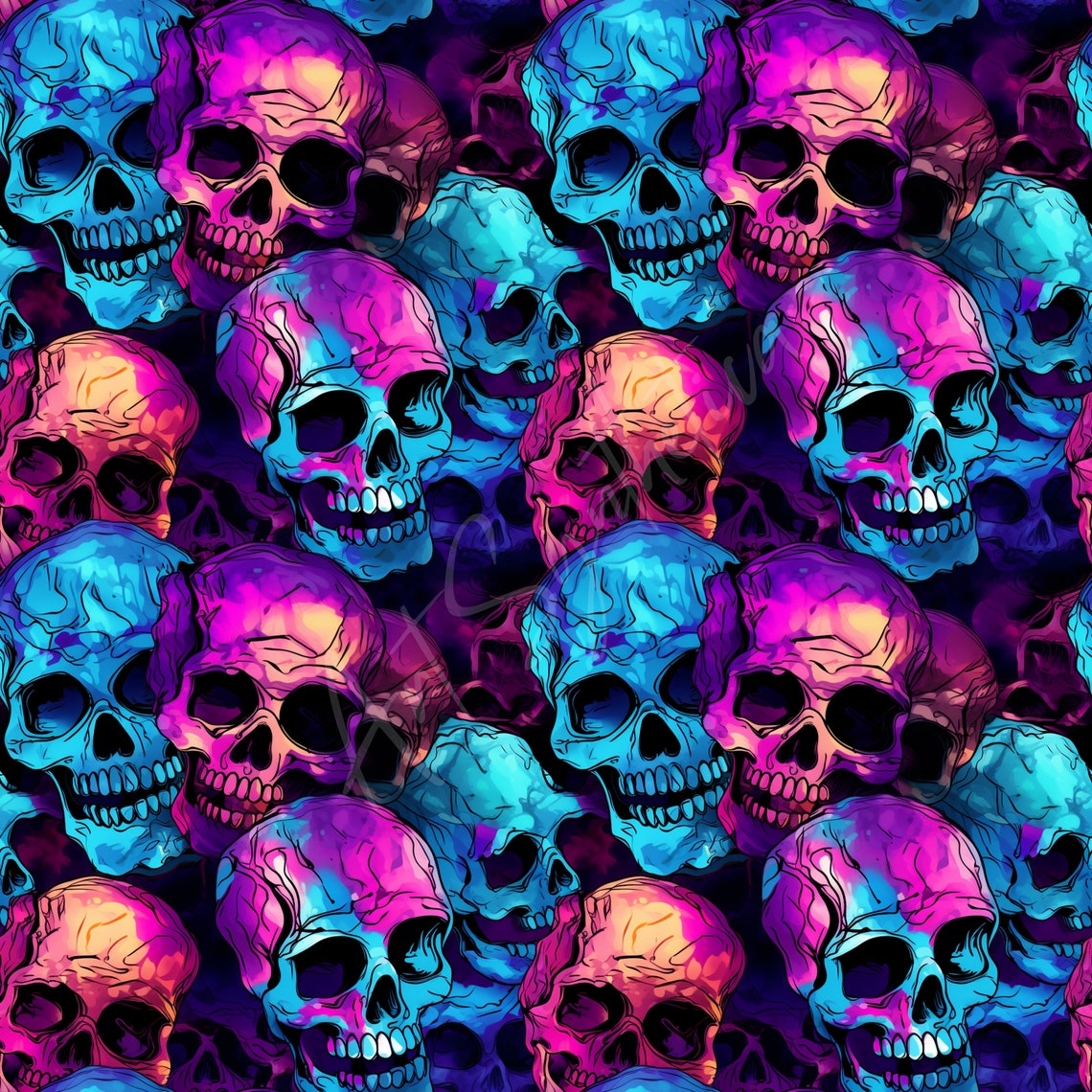 18 Seamless Skull Theme Patterns | Skulls | Digital Download | 18 ...