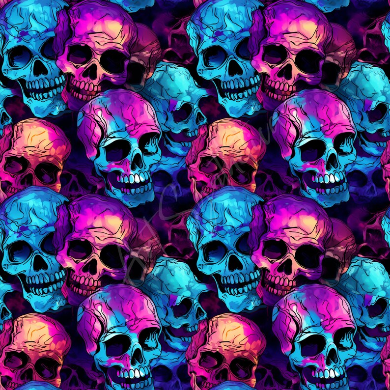 18 Seamless Skull Theme Patterns | Skulls | Digital Download | 18 ...