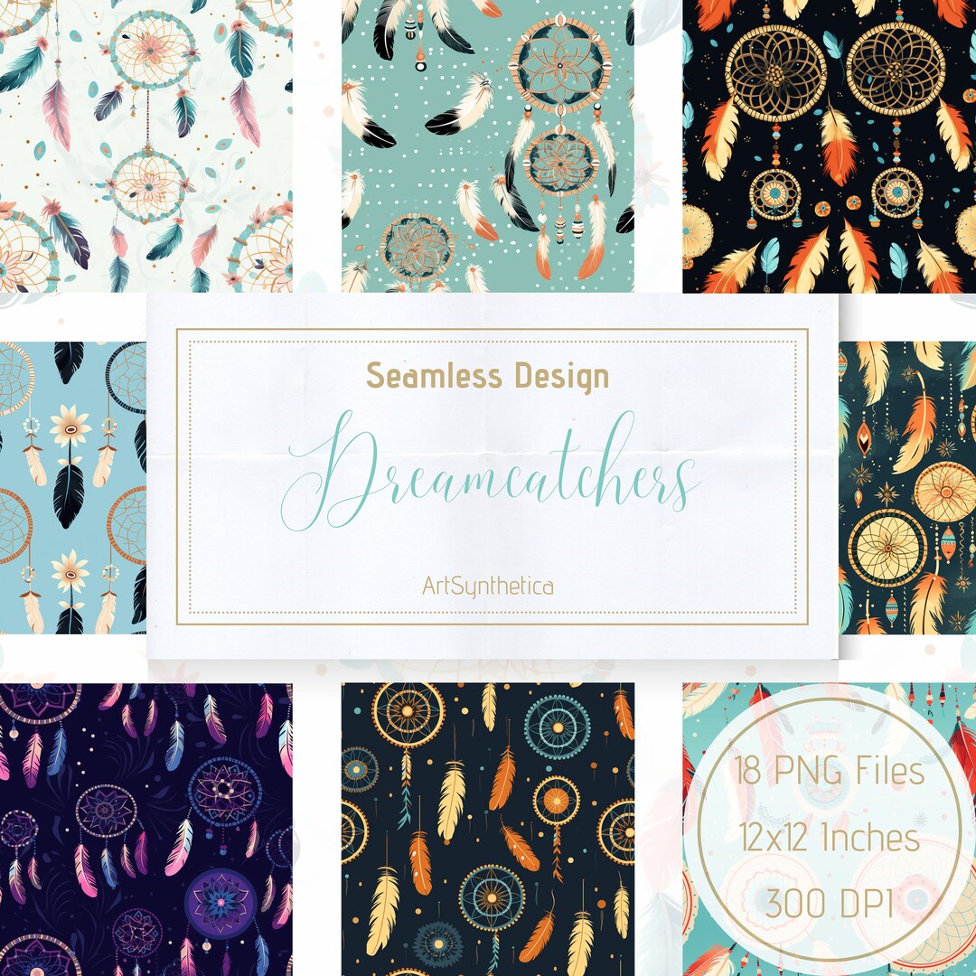 18 Seamless Dreamcatcher Patterns | Dreamcatchers | Digital Download ...