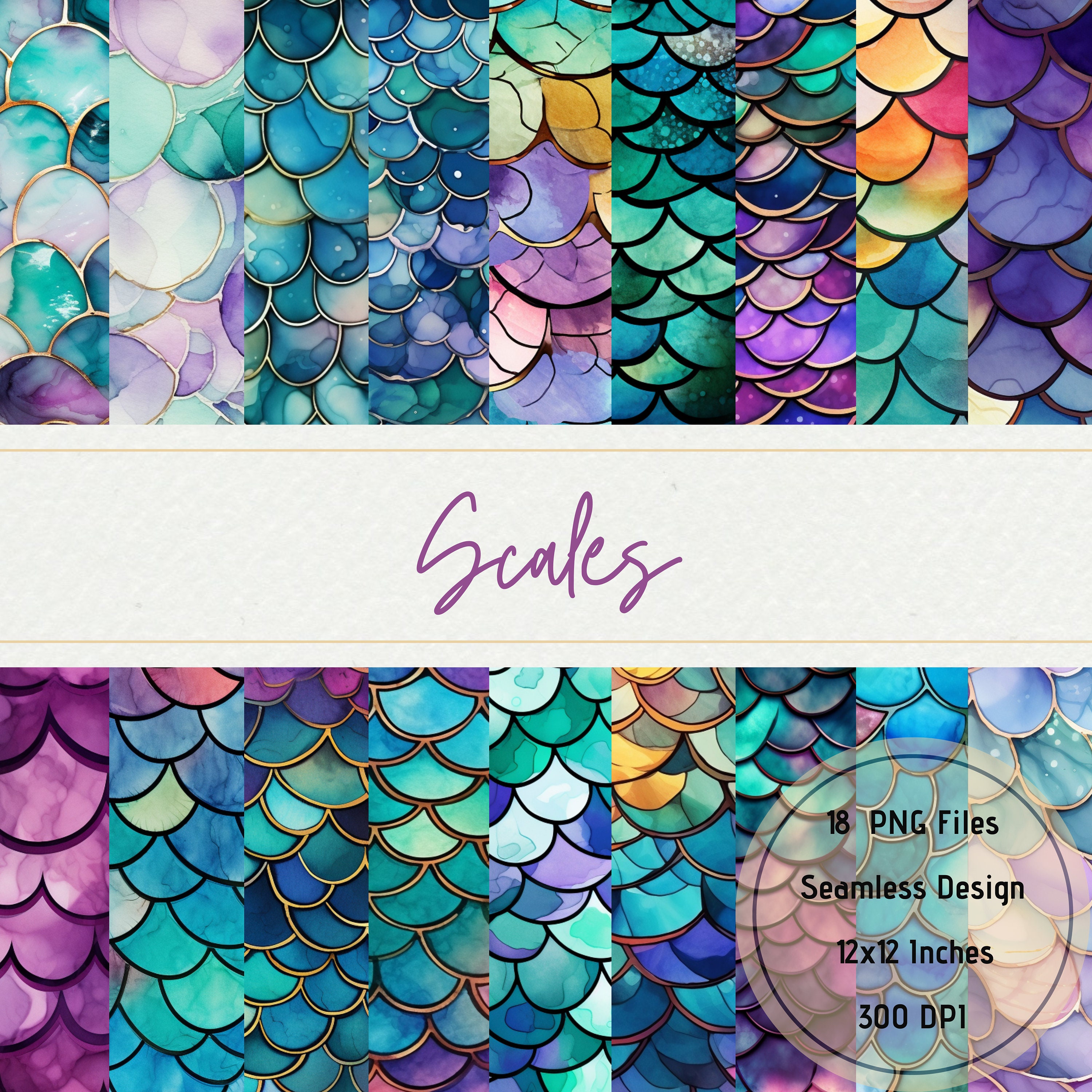18 Seamless Scales Patterns | Scales | Digital Download | 18 Pattern ...