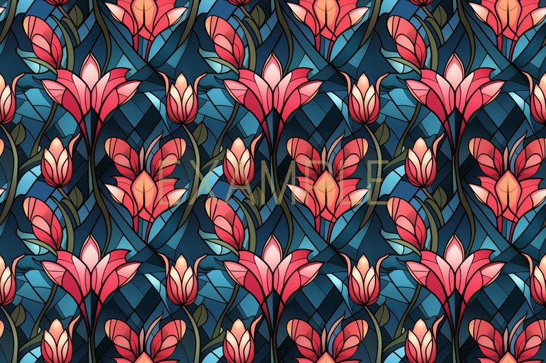 18 Seamless Stained Glass Patterns | Glass Gallery | Digital Download ...
