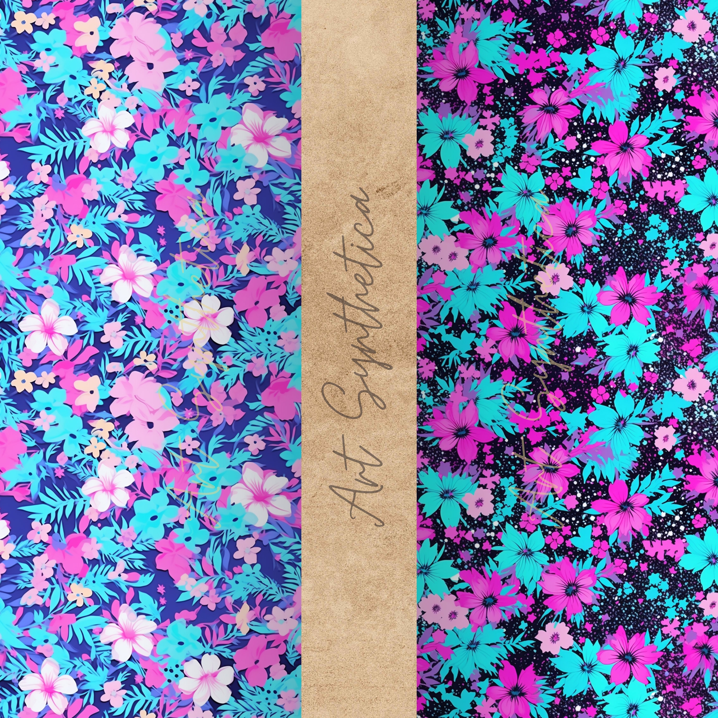 18 Seamless Floral Vaporwave Patterns | Floral Vaporwave | Digital ...
