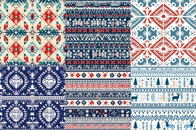 18 Seamless Nordic Inspired Patterns | Northern Crafts | Digital ...