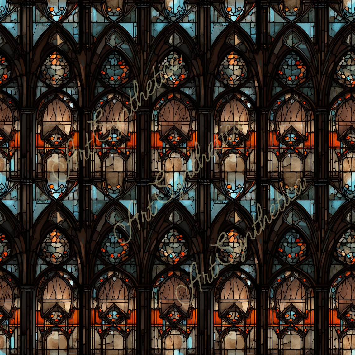 18 Seamless Gothic Stained Glass Patterns Windows Digital Download 18 ...