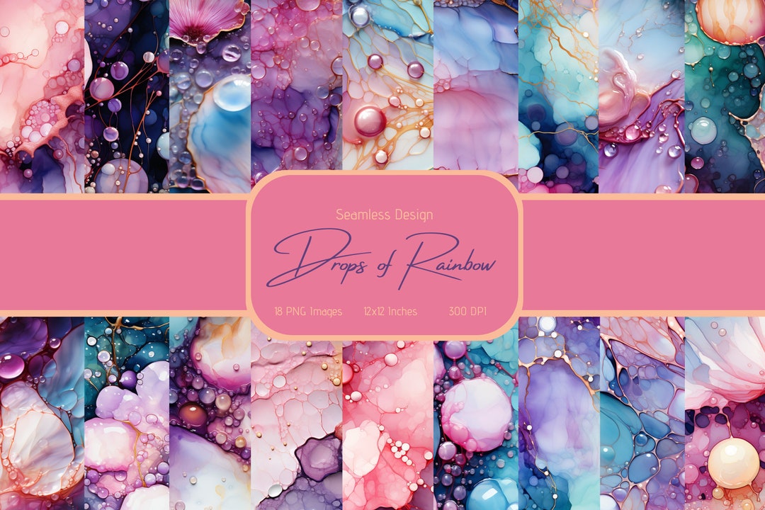 18 Seamless Rainbow Rain Patterns | Drops of Rainbow | Digital Download ...