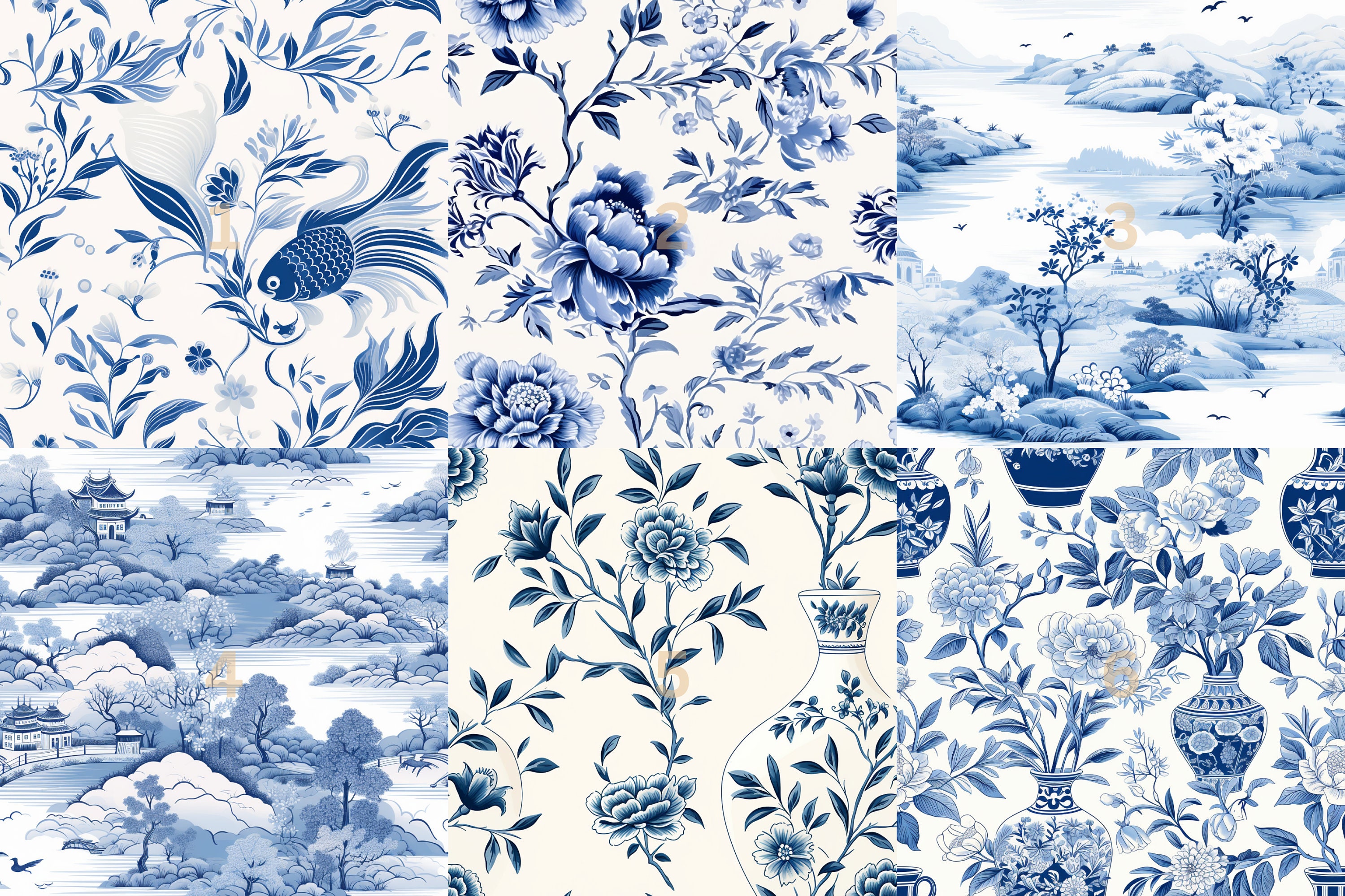 18 Seamless Chinoiserie Patterns | Chinoiserie Charm | Digital Download ...