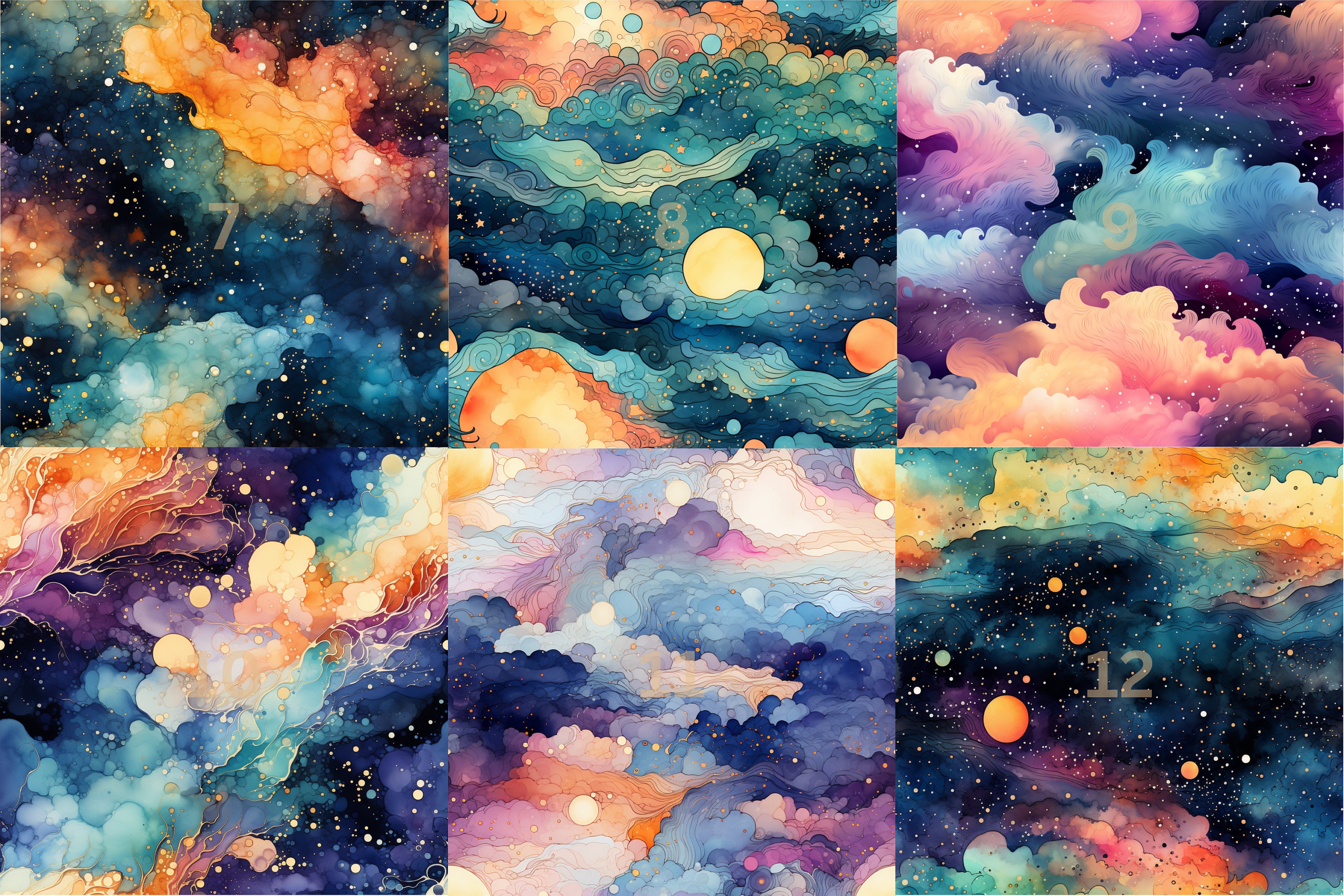 18 Seamless Celestial Theme Patterns | Celestial Skies | Digital ...