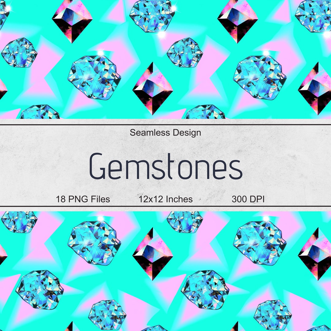 18 Seamless Gemstone Patterns | Gemstones | Digital Download | 18 ...