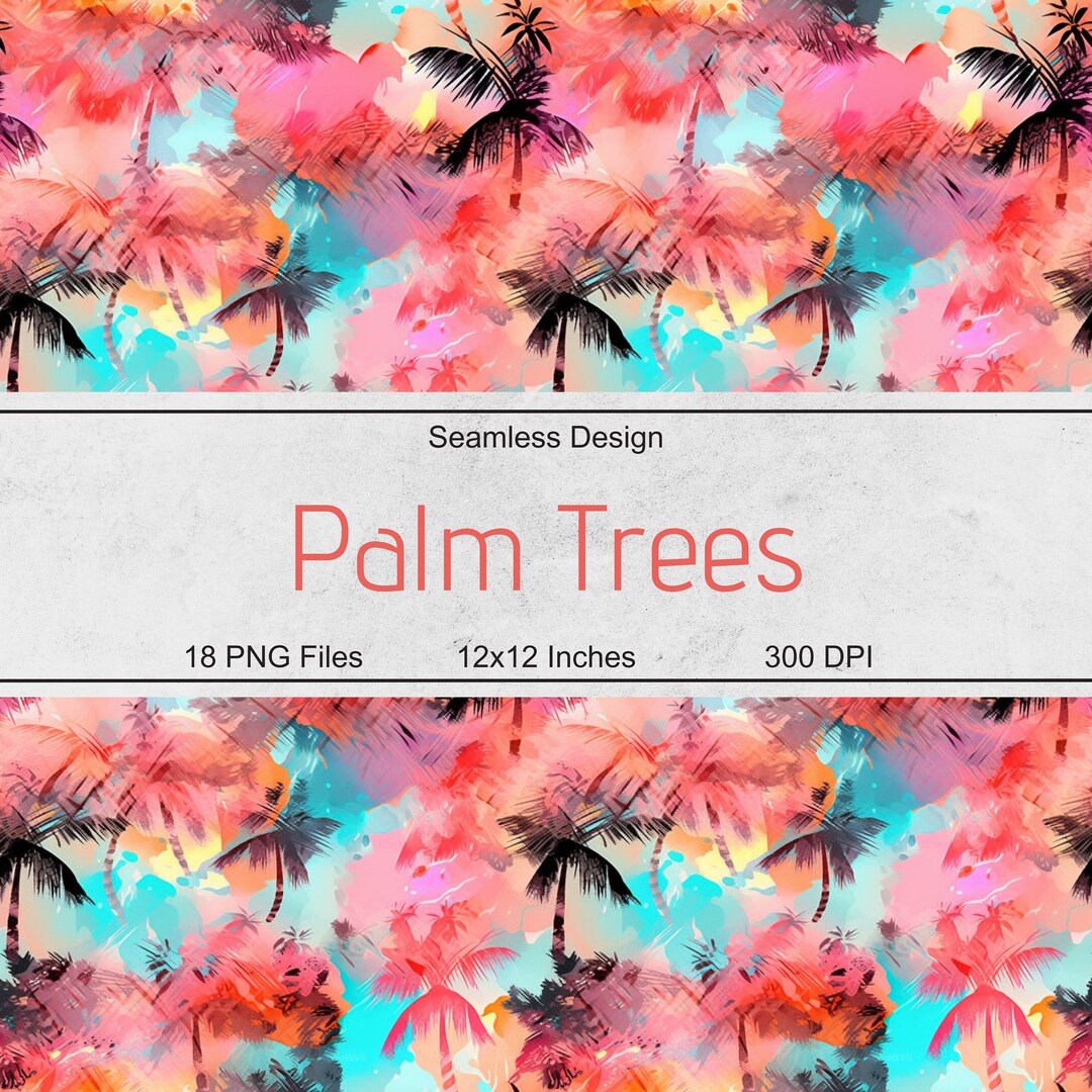 18 Seamless Abstract Palm Tree Patterns | Palm Trees | Digital Download ...