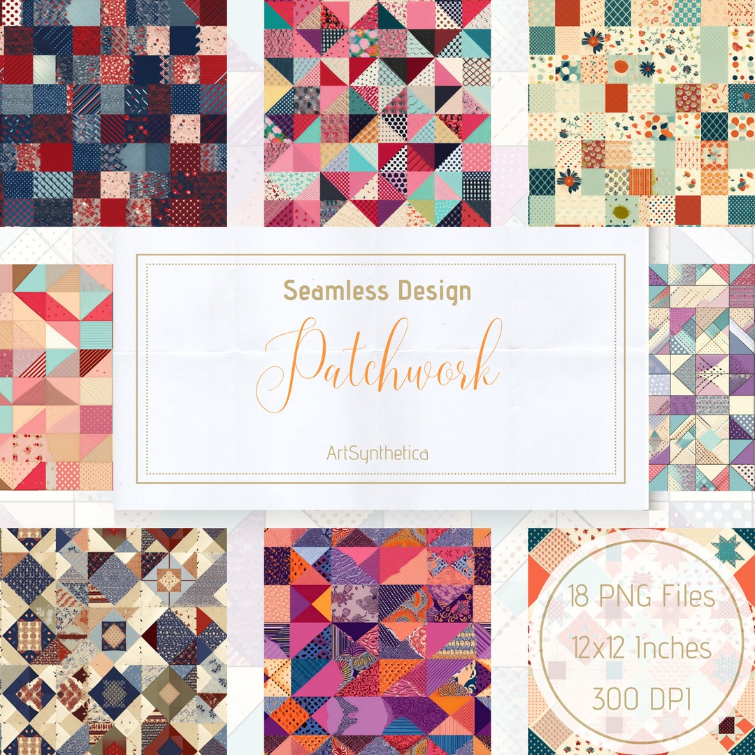 18 Seamless Abstract Quilt Inspired Patterns | Patchwork | Digital ...